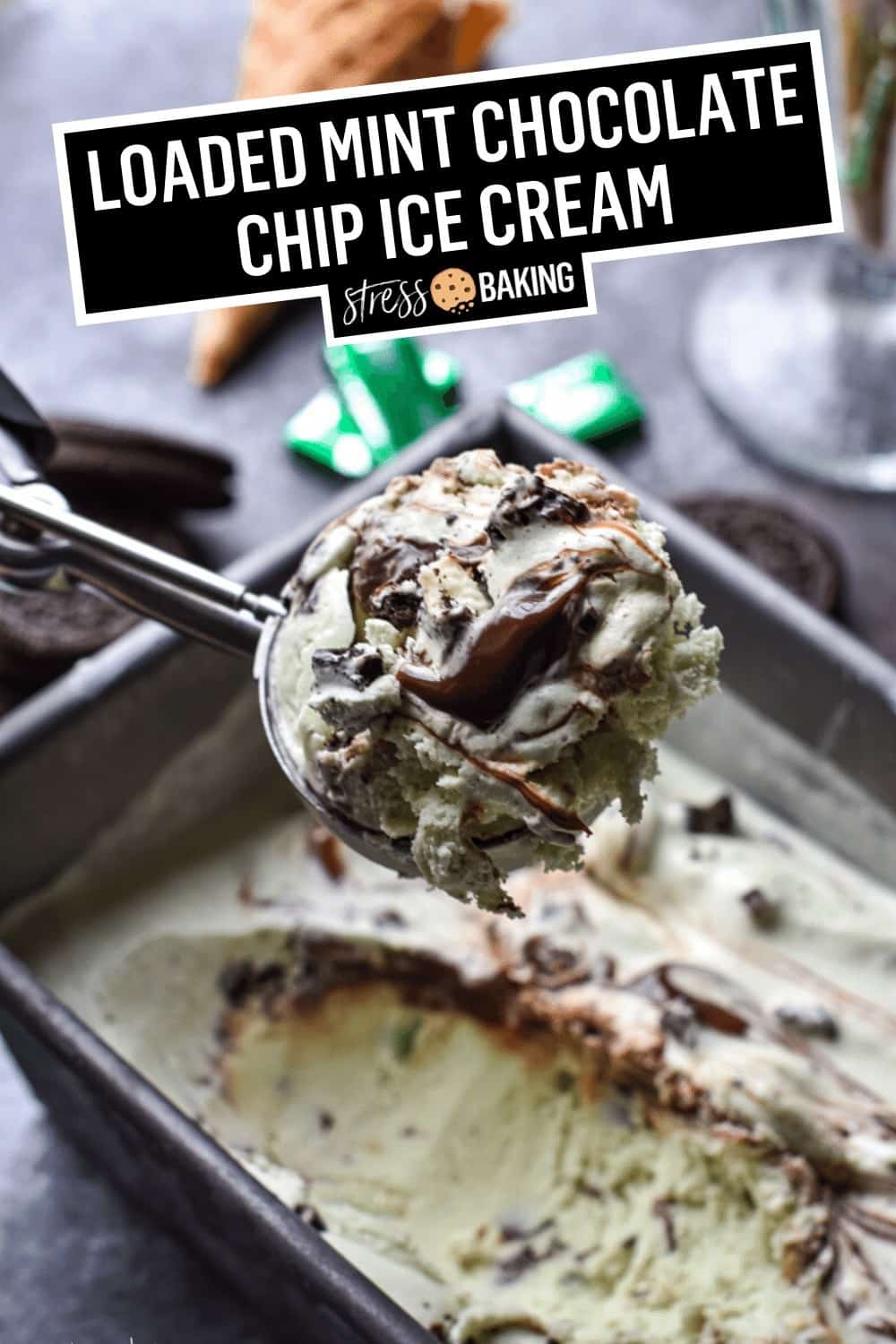 Loaded Mint Chocolate Chip Ice Cream | Stress Baking