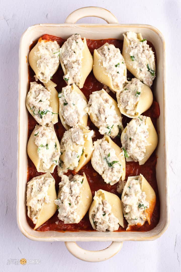 Ground Turkey Stuffed Shells | Stress Baking